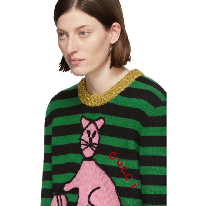 Gucci Green Stripes Cat Sweater Gucci