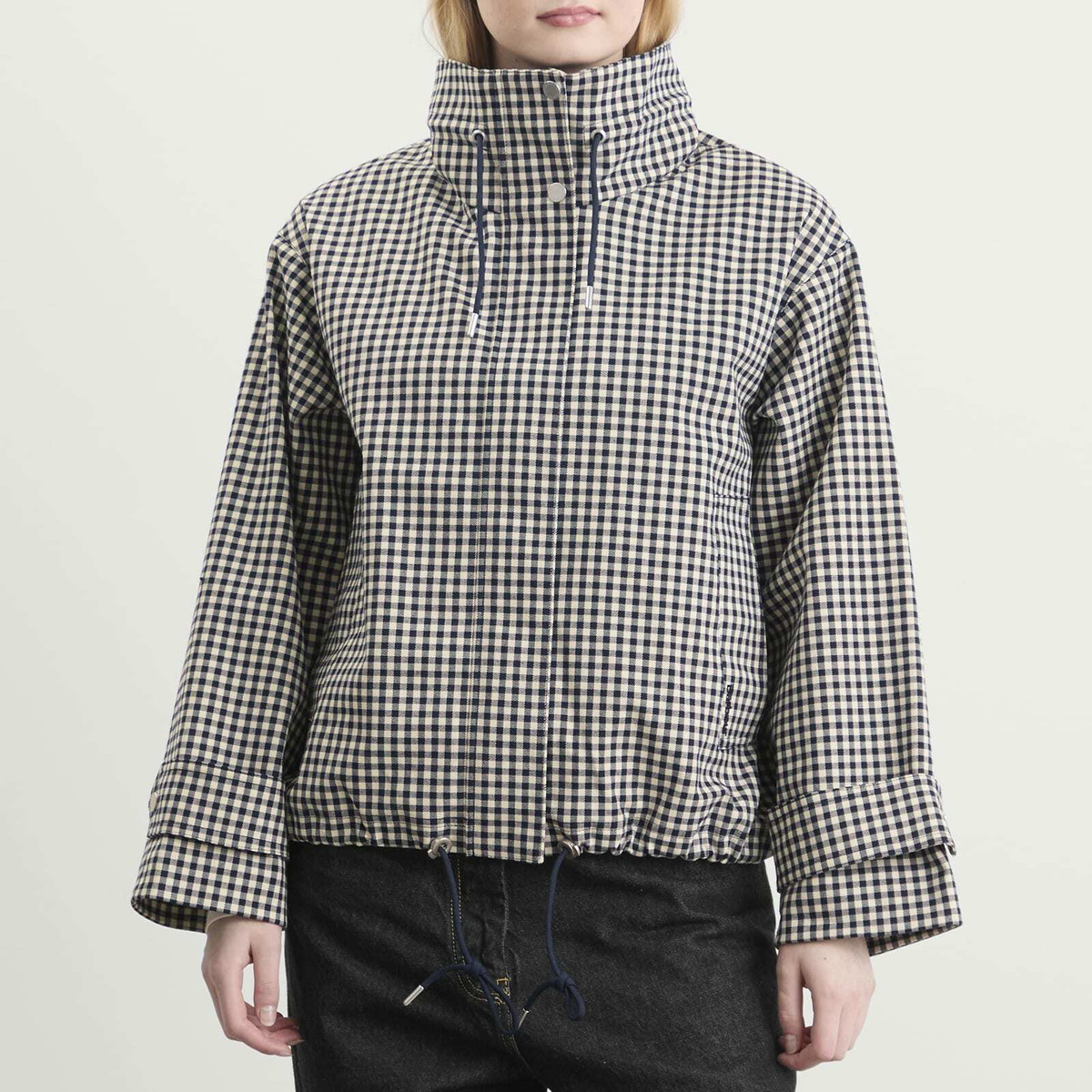 Barbour Women's Bronwyn Check Showerproof Jacket in Navy Gingham Barbour