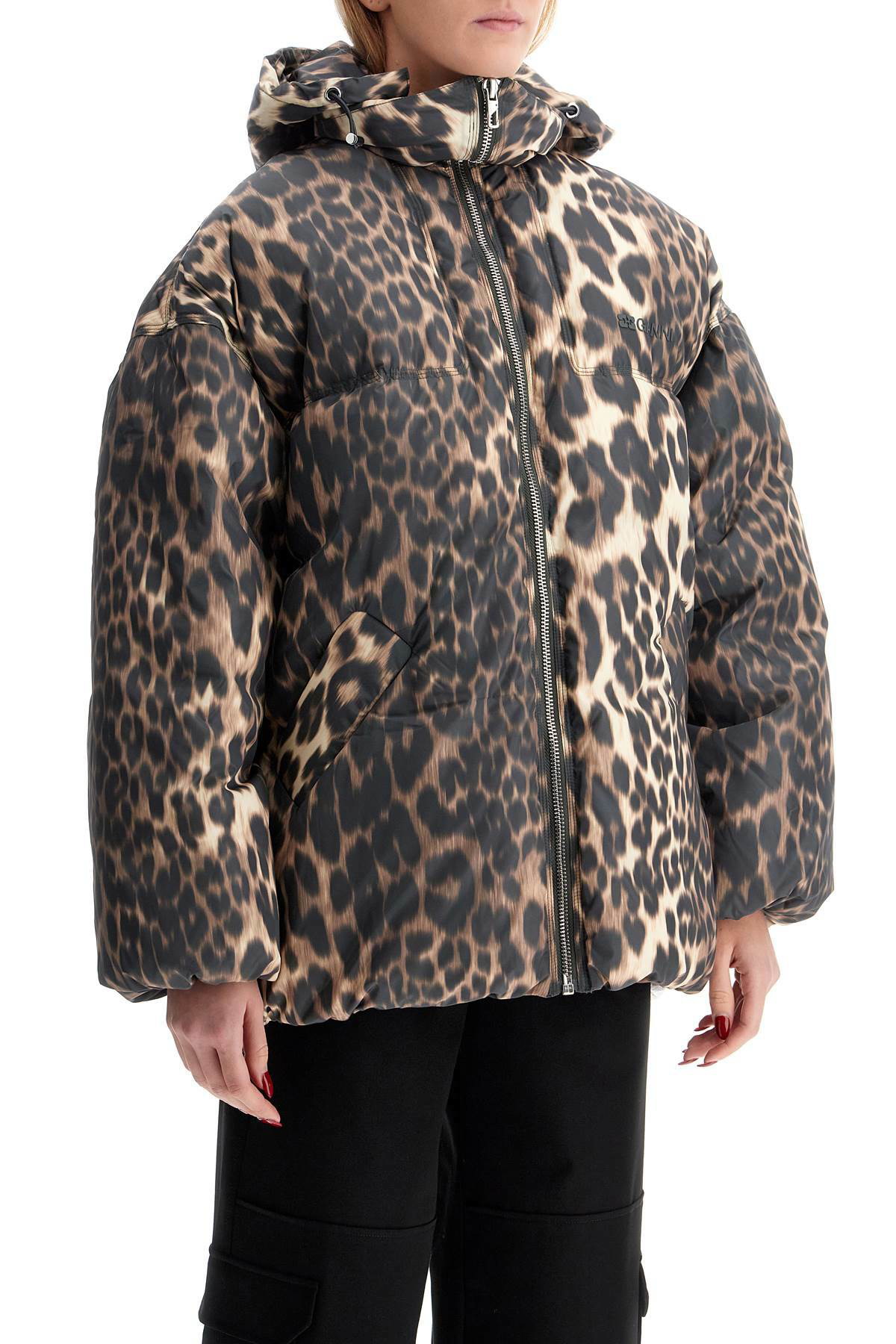 GANNI leopard print down Brown GANNI