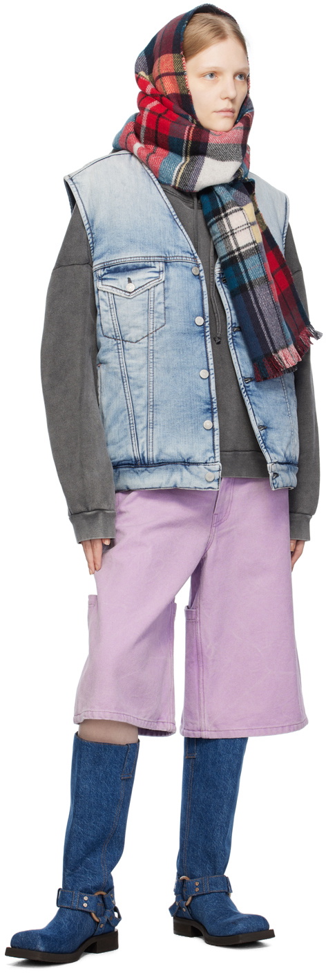 Acne Studios Red & Blue Mixed Check Scarf Acne Studios
