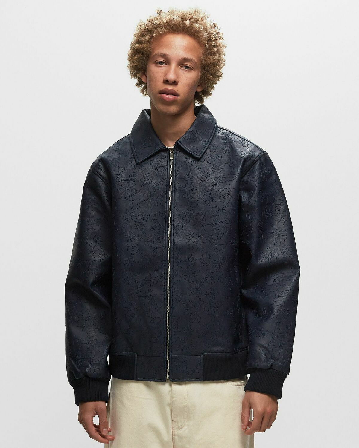 Arte Antwerp All Embroidery Leather Jacket Blue Bomber Jackets Arte Antwerp