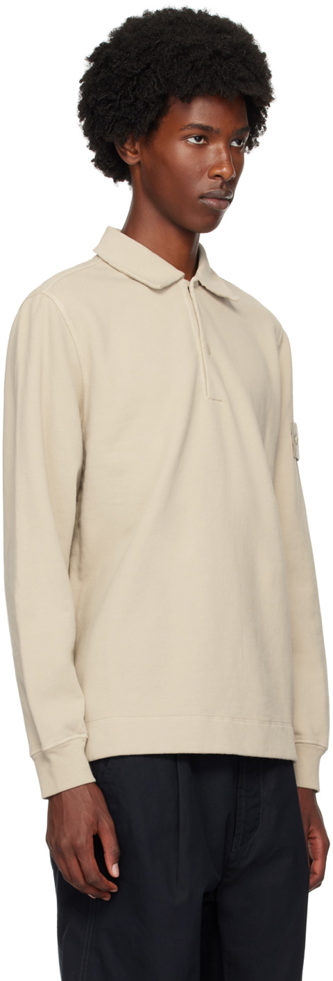 Stone Island Beige Logo Patch Polo Stone Island