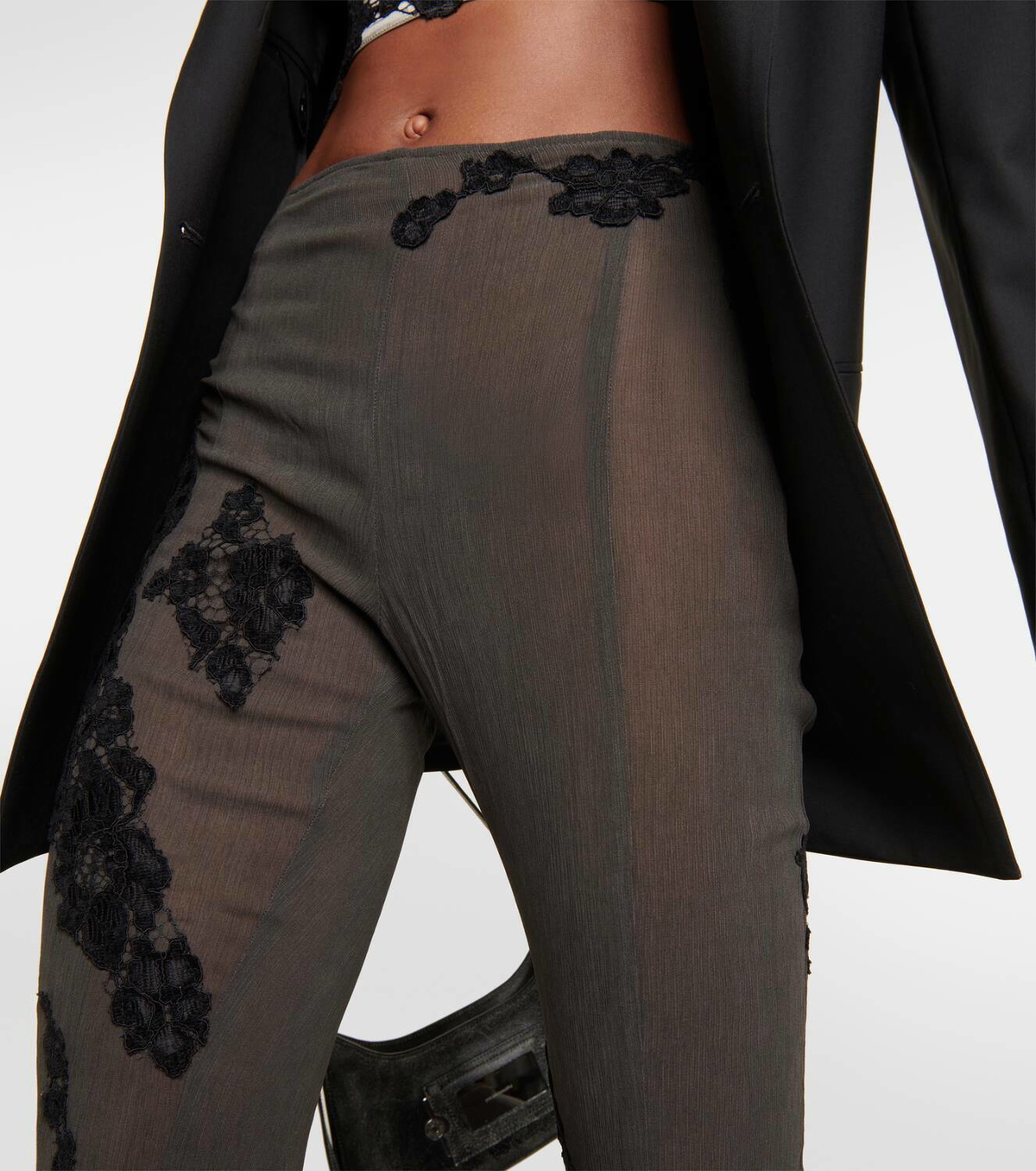 Acne Studios Lace-trimmed flared pants Acne Studios