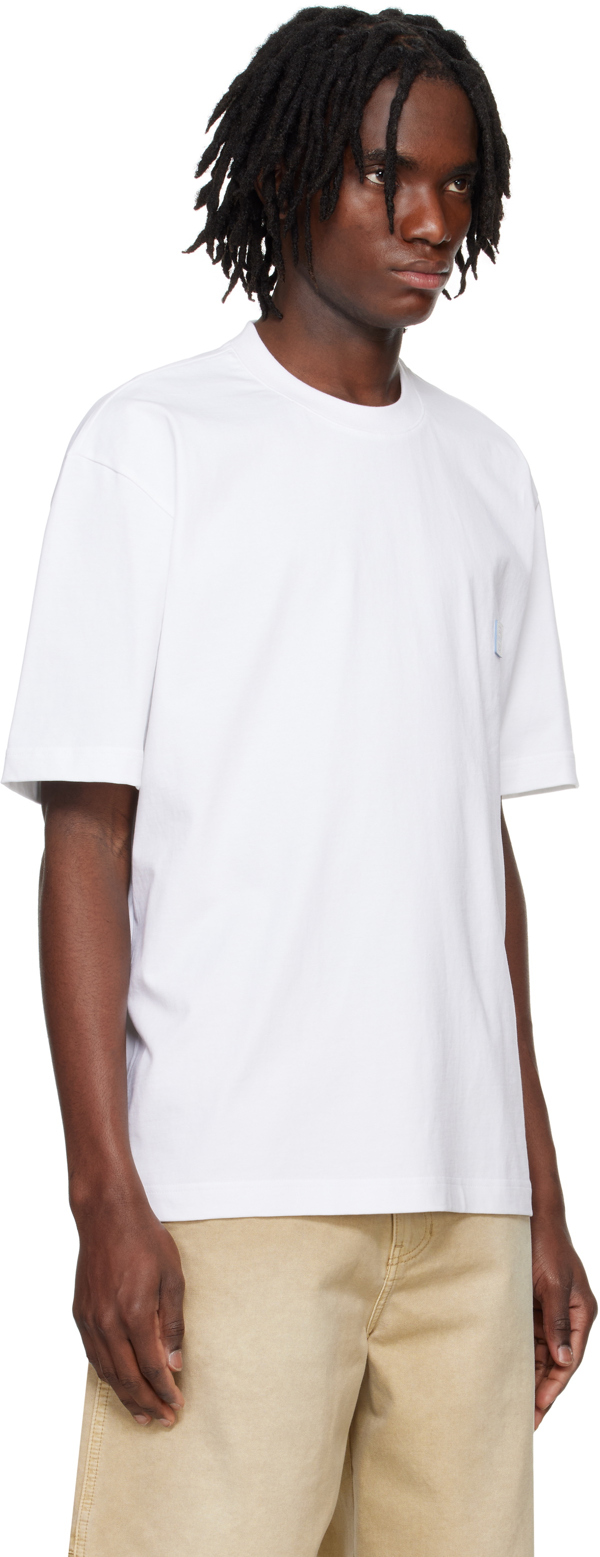 Solid Homme White Rubberized Logo T-shirt Solid Homme