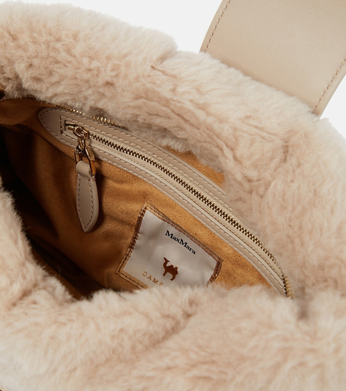 Max Mara Cuscino leather-trimmed teddy clutch Max Mara