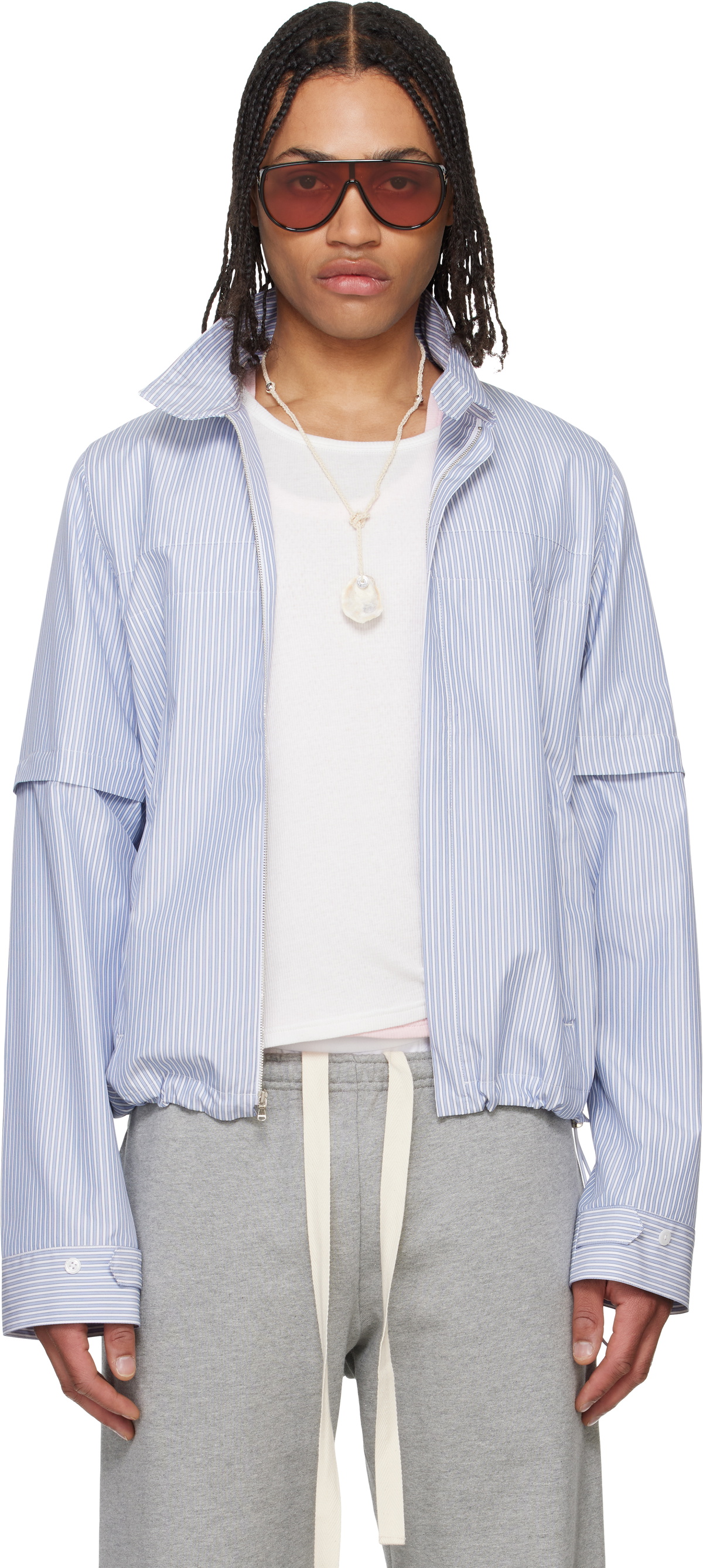 Raimundo Langlois Blue & White Convertible Shirt Jacket Raimundo Langlois