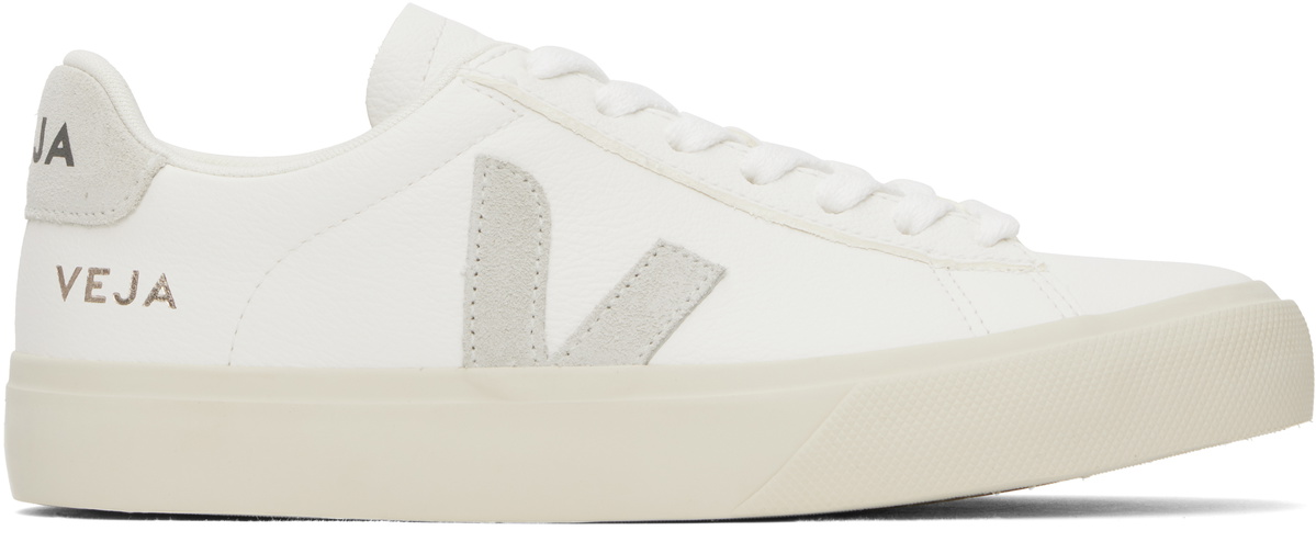 VEJA White & Gray Campo Leather Sneakers VEJA