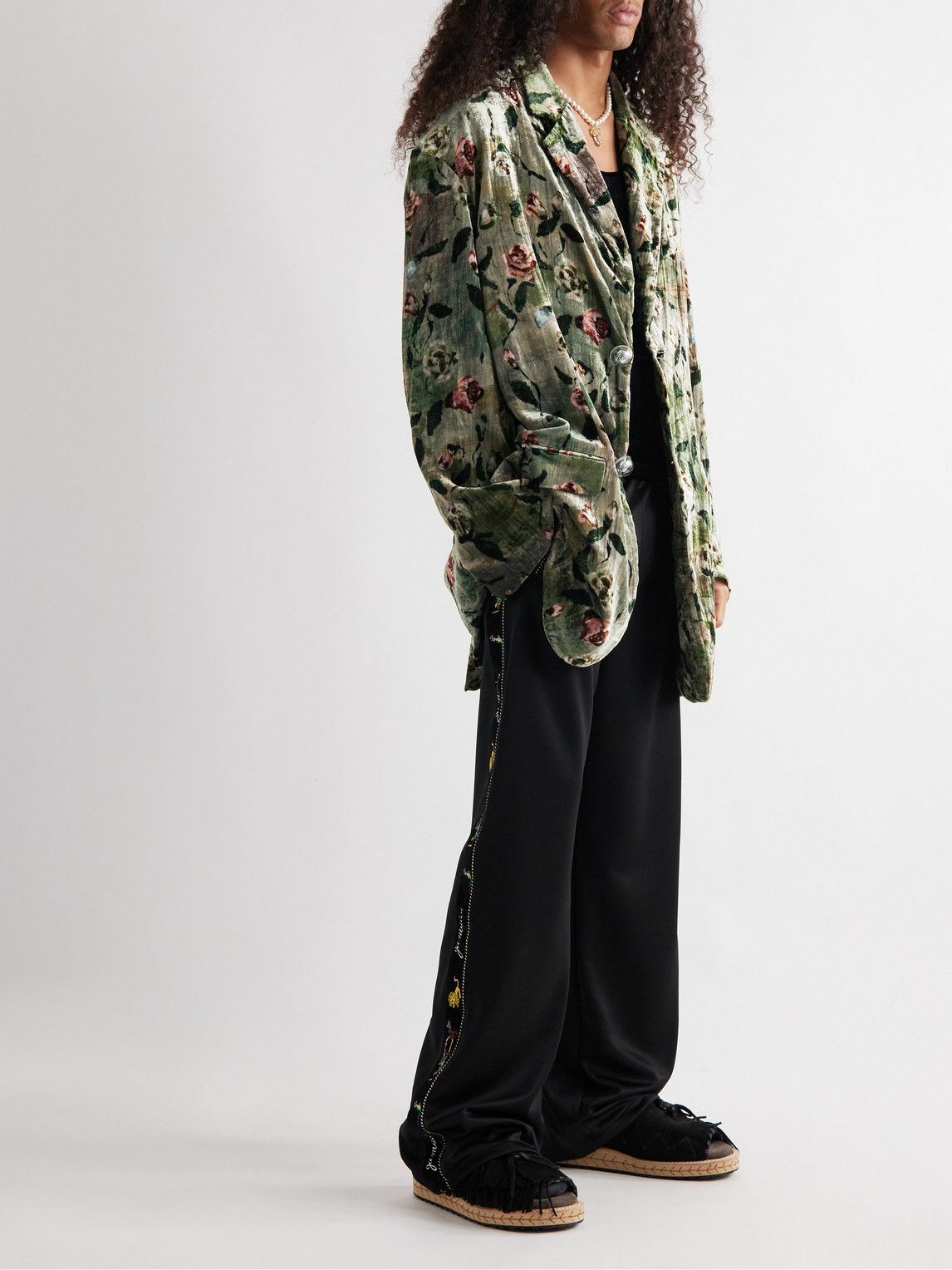 Acne Studios - Jenko Oversized Unstructured Floral-Print Velvet Blazer ...