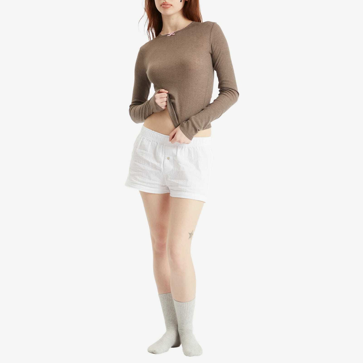 Fruity Booty Women's Poplin Boxers in White Fruity Booty