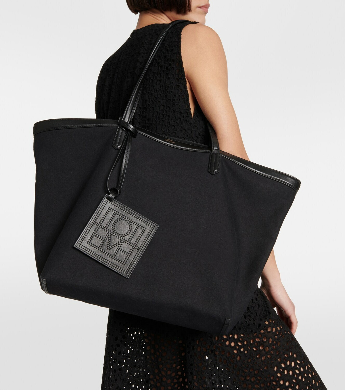 Toteme Leather-trimmed canvas tote bag Toteme