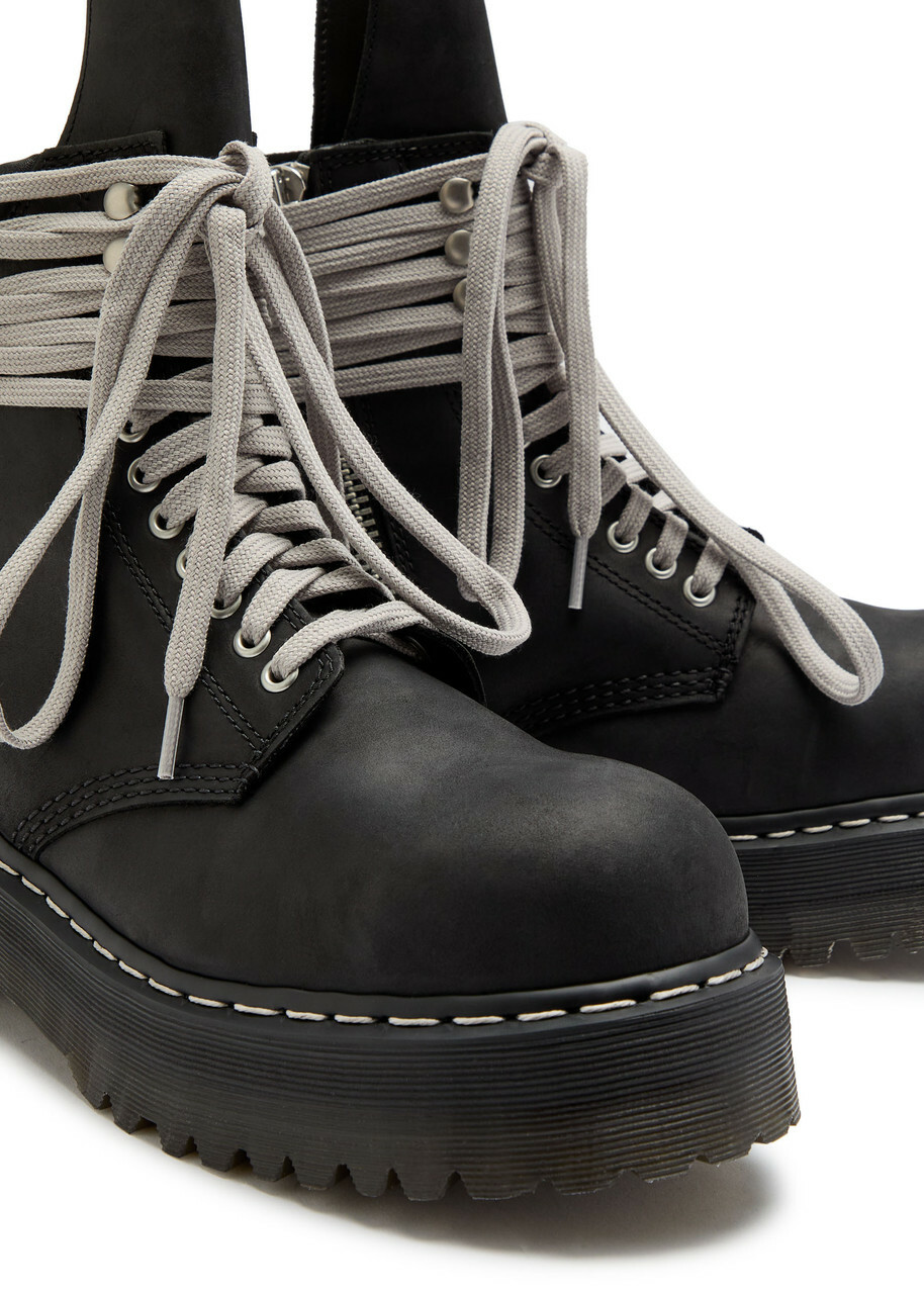 Rick Owens X Dr. Martens Steel Toe Quad Leather Boots Black Rick Owens