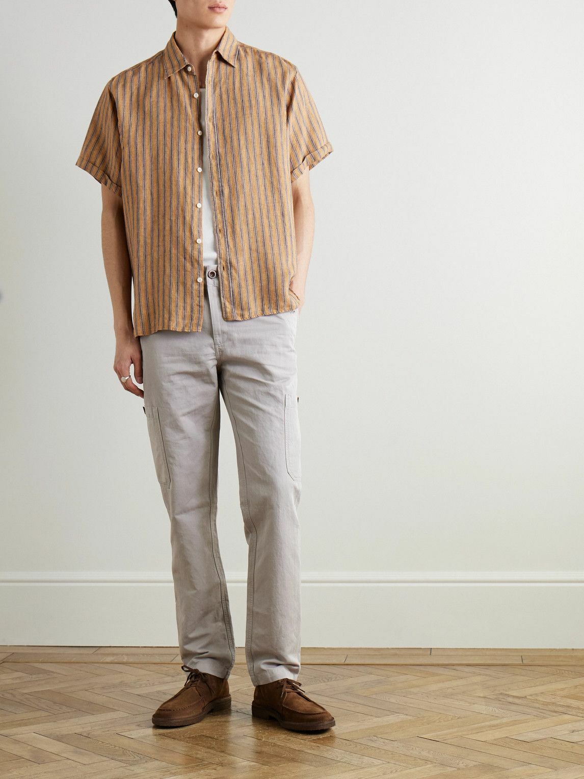 Oliver Spencer - Garrison Striped Linen and Cotton-Blend Shirt - Orange ...