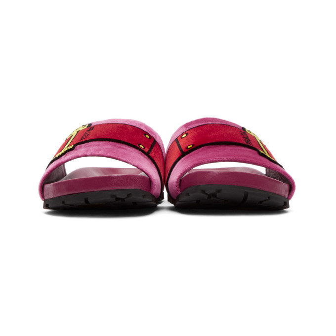 Prada Pink Velvet Belt Slides Prada