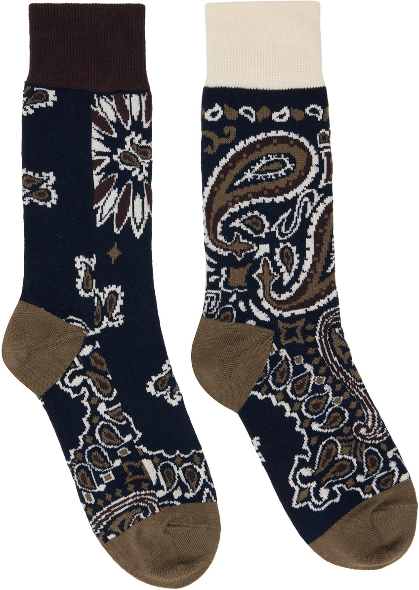 sacai Navy Bandana Socks Sacai