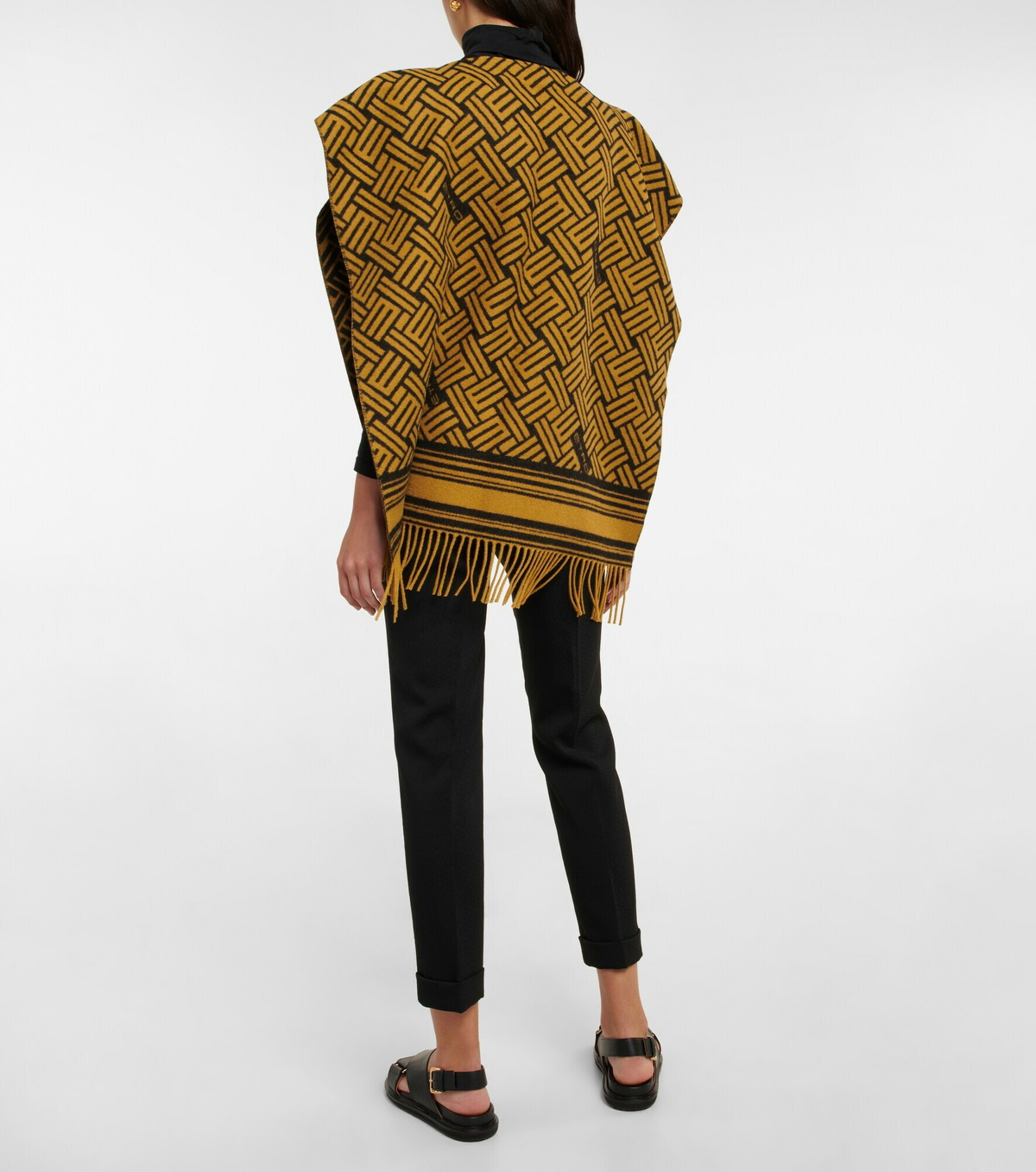Etro - Fringe-trimmed jacquard poncho Etro
