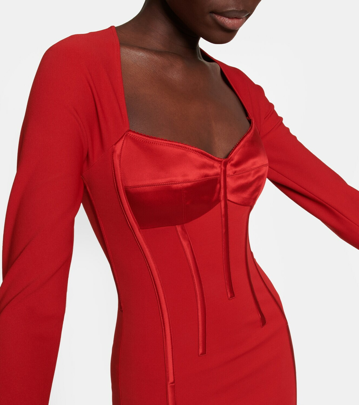 Dolceandgabbana Corset Silk Satin Midi Dress Dolce And Gabbana