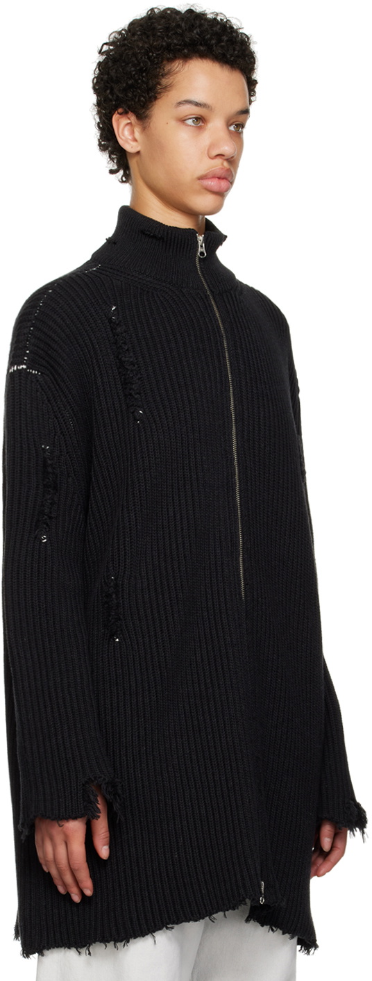 MM6 Maison Margiela Black Distressed Sweater MM6 Maison Margiela