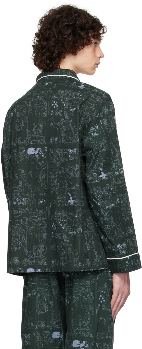 Brain Dead Green Hedgehog Pyjama Shirt Brain Dead