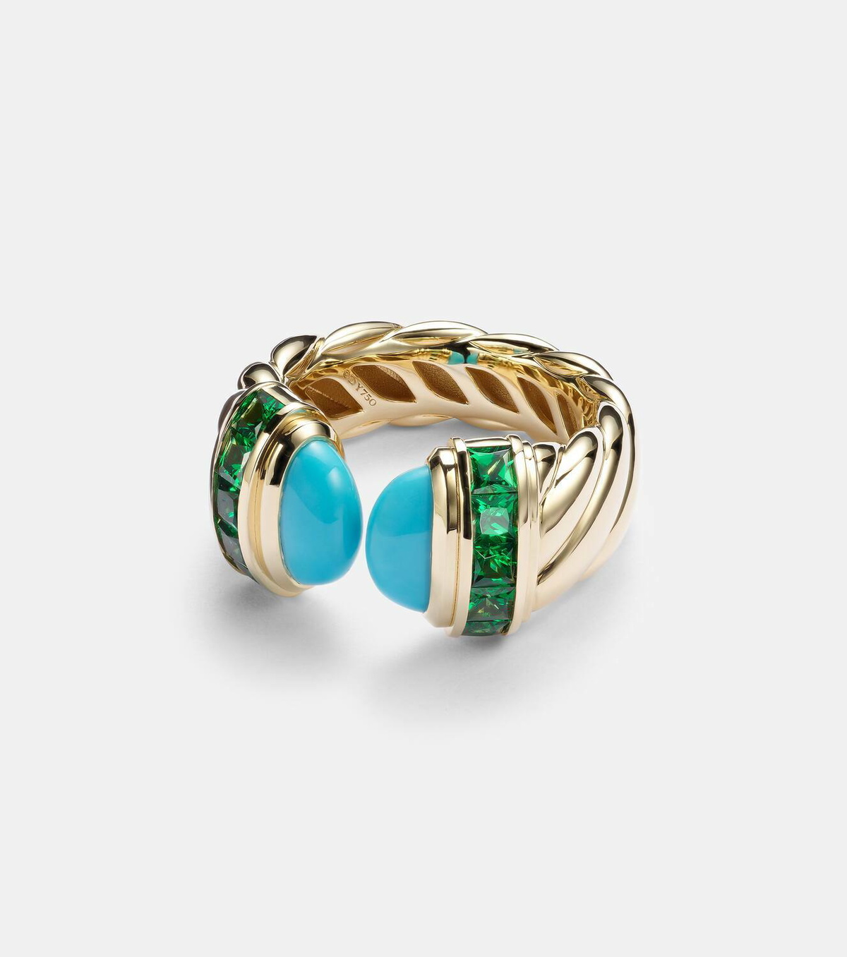 David Yurman Sculpted Cable 18kt gold ring with turquoise David Yurman