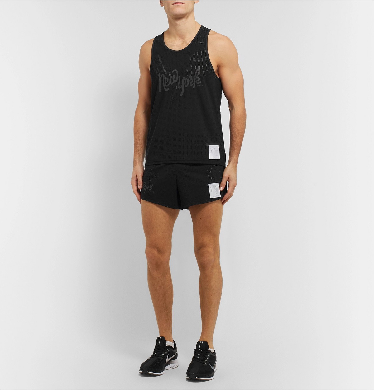 Satisfy - Race Printed Perforated Justice Tank Top - Black Satisfy