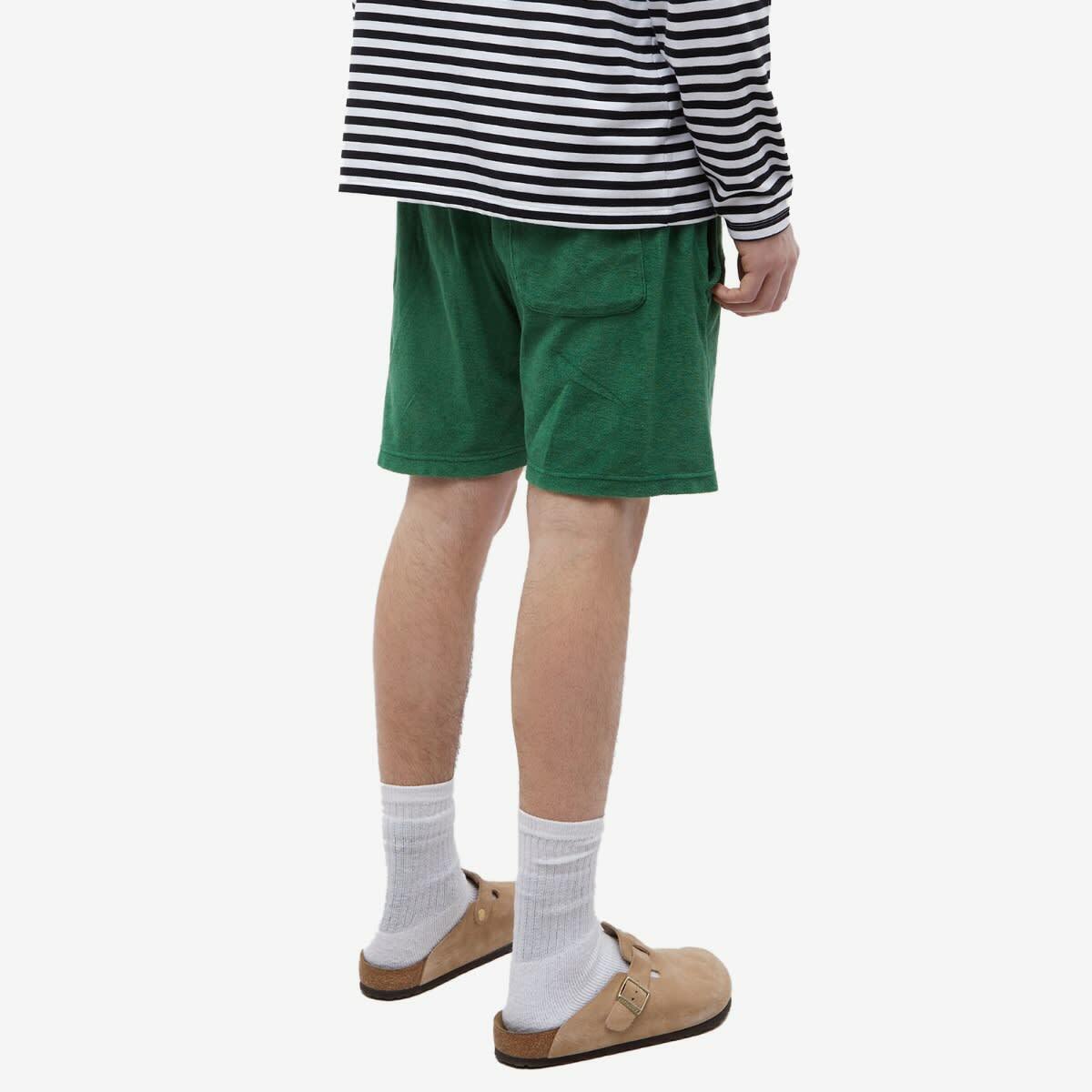 Universal Works Men's Terry Fleece Beach Short in Green Universal Works