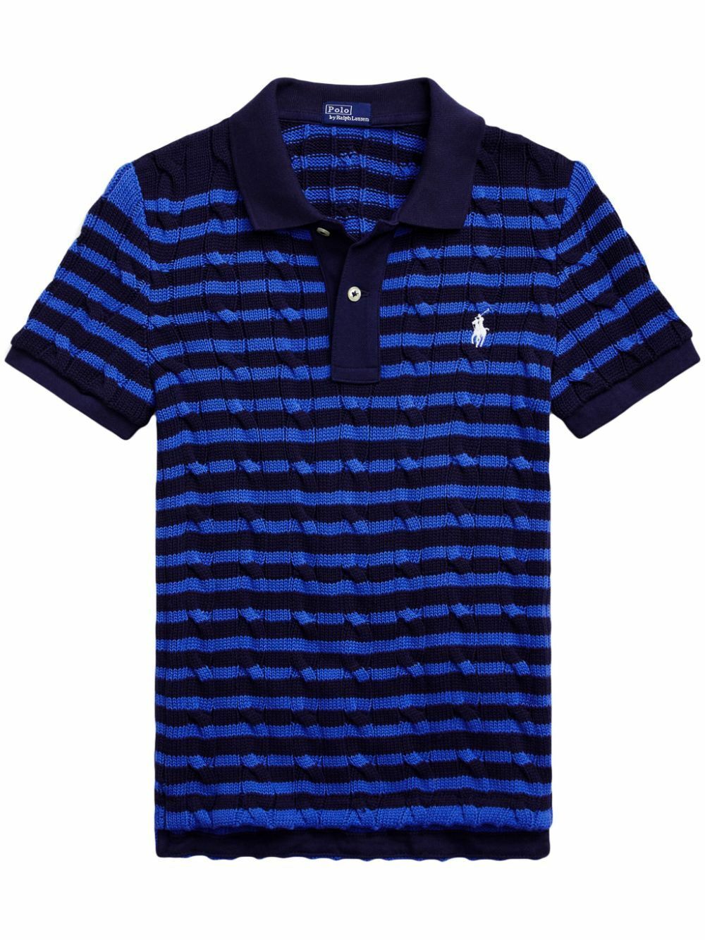 Polo Ralph Lauren Blue Cable Knit Polo Top Polo Ralph Lauren