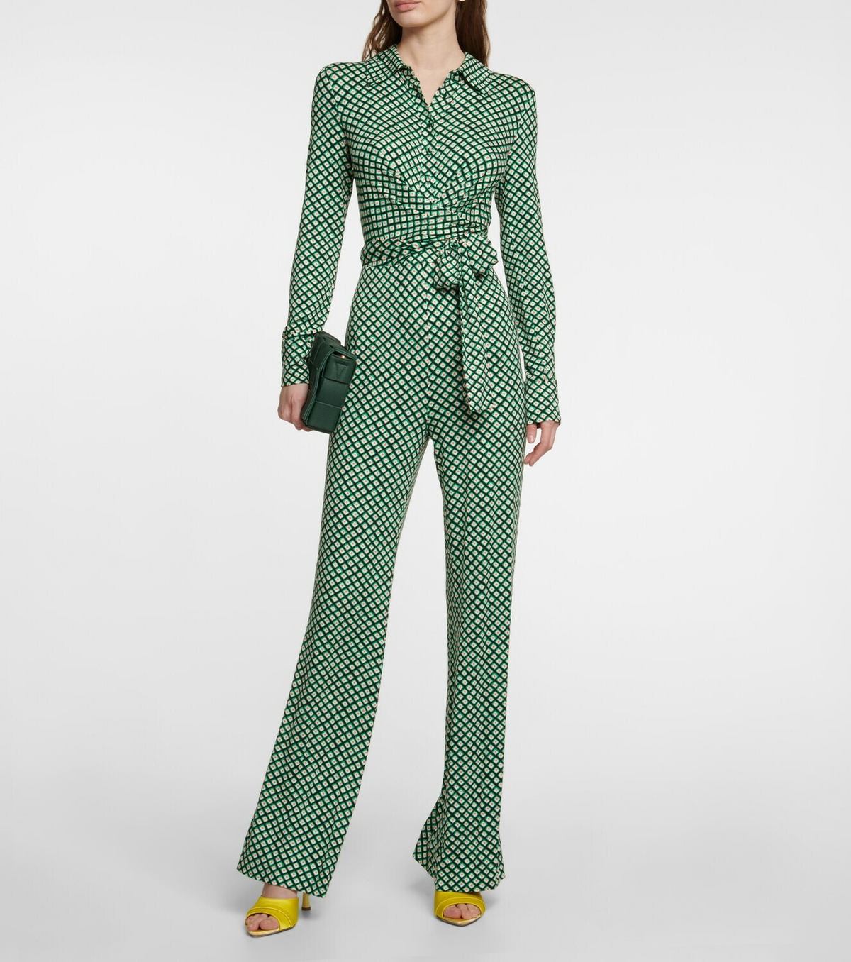 Diane von Furstenberg - Michele checked jersey jumpsuit Diane von ...