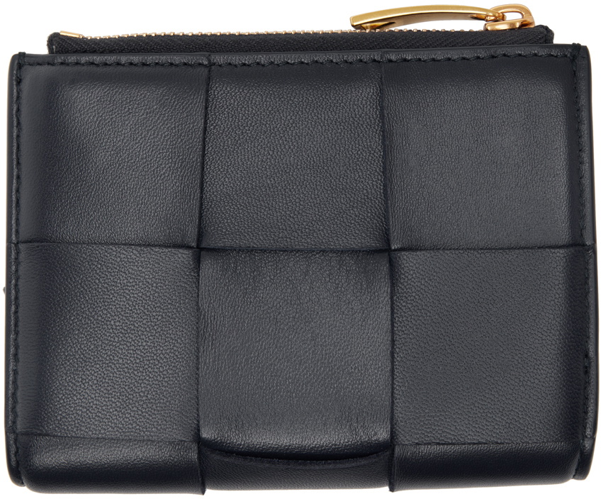 Bottega Veneta Navy Small Bi-Fold Zip Wallet Bottega Veneta
