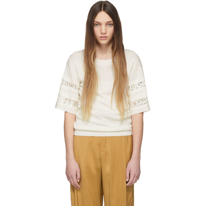 Chloe Off-White Knit Lace Sweater Chloe
