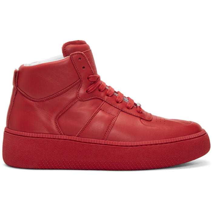 Maison Margiela Red Chunky Sole High-Top Sneakers Maison Margiela