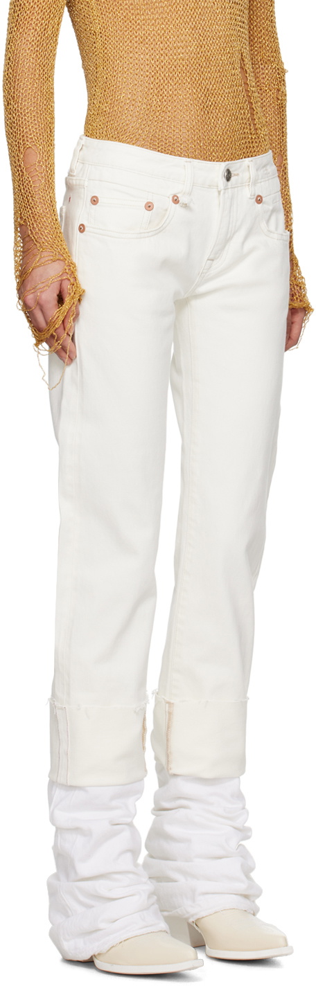 R13 White Cuffed Boy Jeans R13