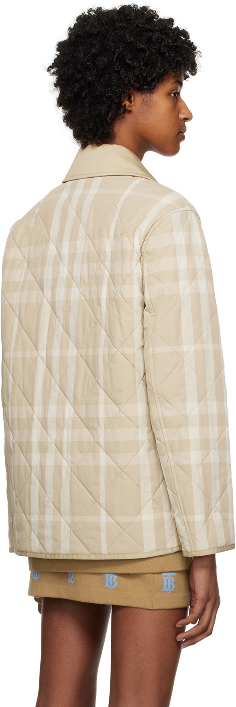 Burberry Beige Check Down Jacket Burberry