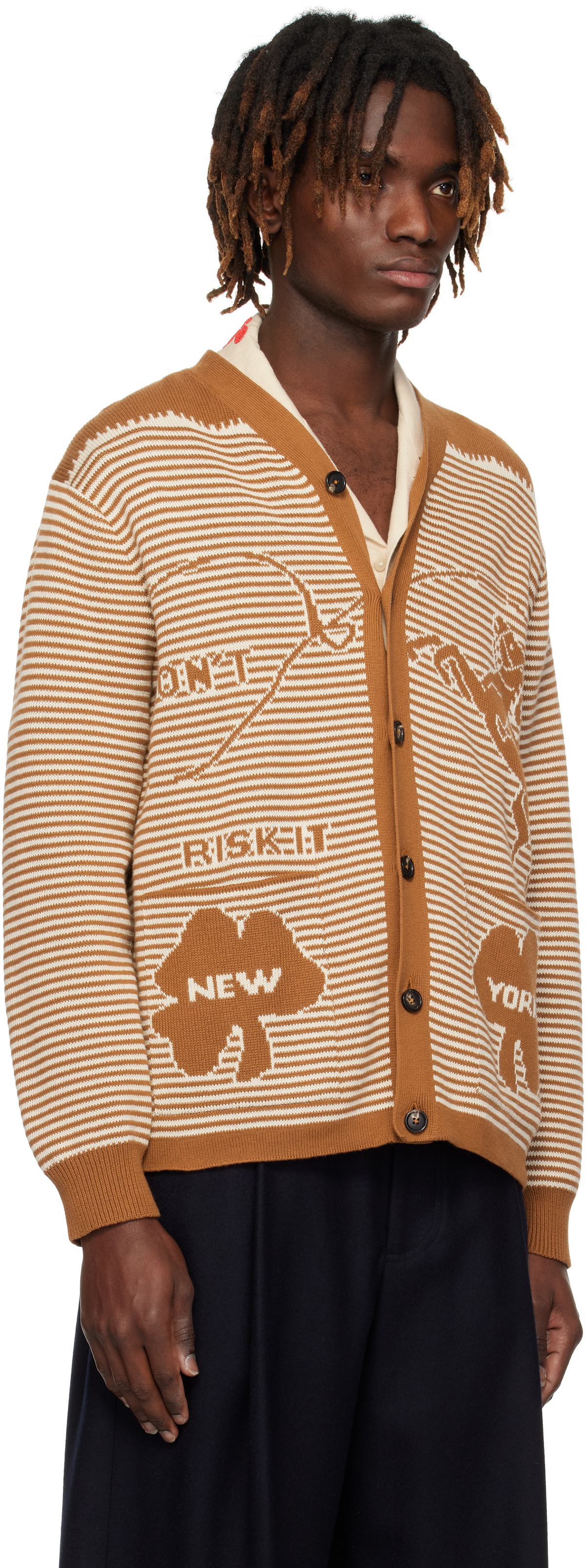Bode Brown & White Buckaroo Cardigan Bode