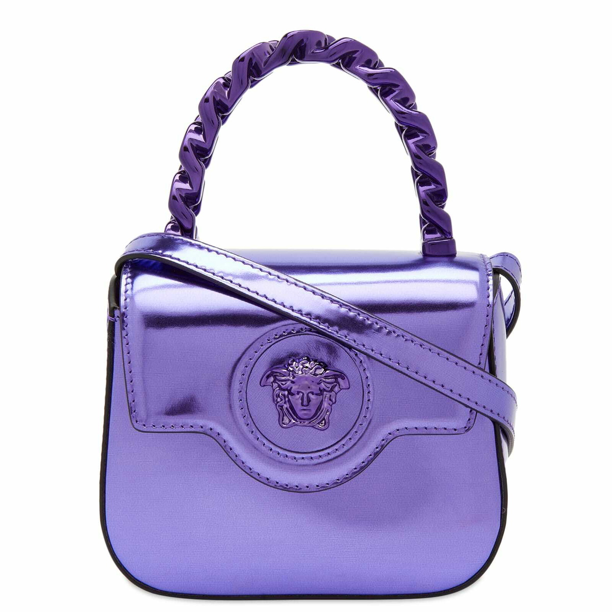 Versace Women's Mini Top Handle Medusa Bag in Dark Orchid/Palladium Versace