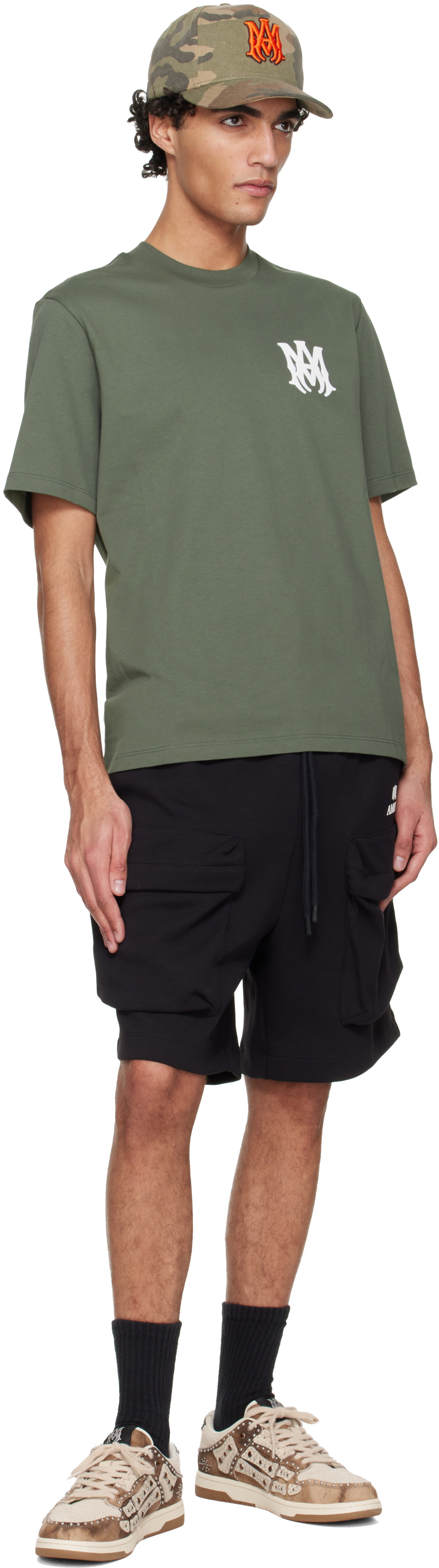 AMIRI Brown & Beige Stud Skel Top Low Sneakers Amiri