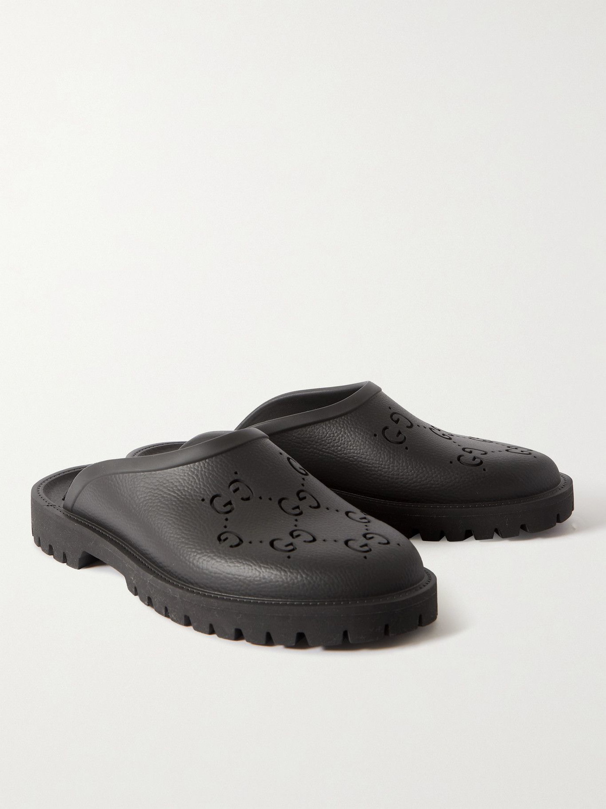 GUCCI - Logo-Perforated Rubber Mules - Black Gucci