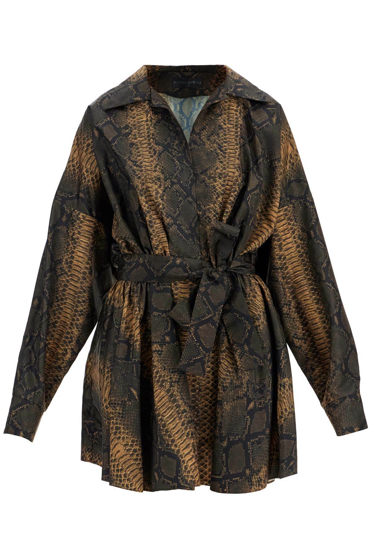 NORMA KAMALI brown snake print oversized mini dress Brown Norma Kamali