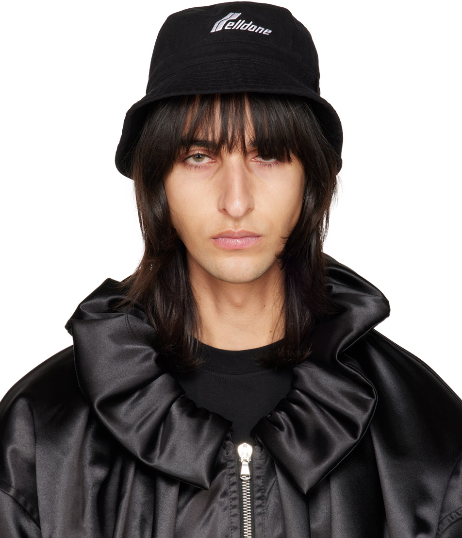 We11done Black Embroidered Bucket Hat We11done