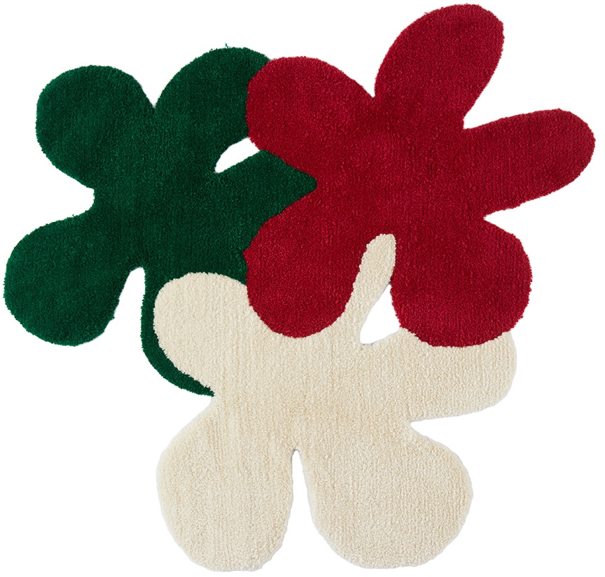Rashelle Campbell SSENSE Exclusive Green & Red 3some Flub Rug Rashelle