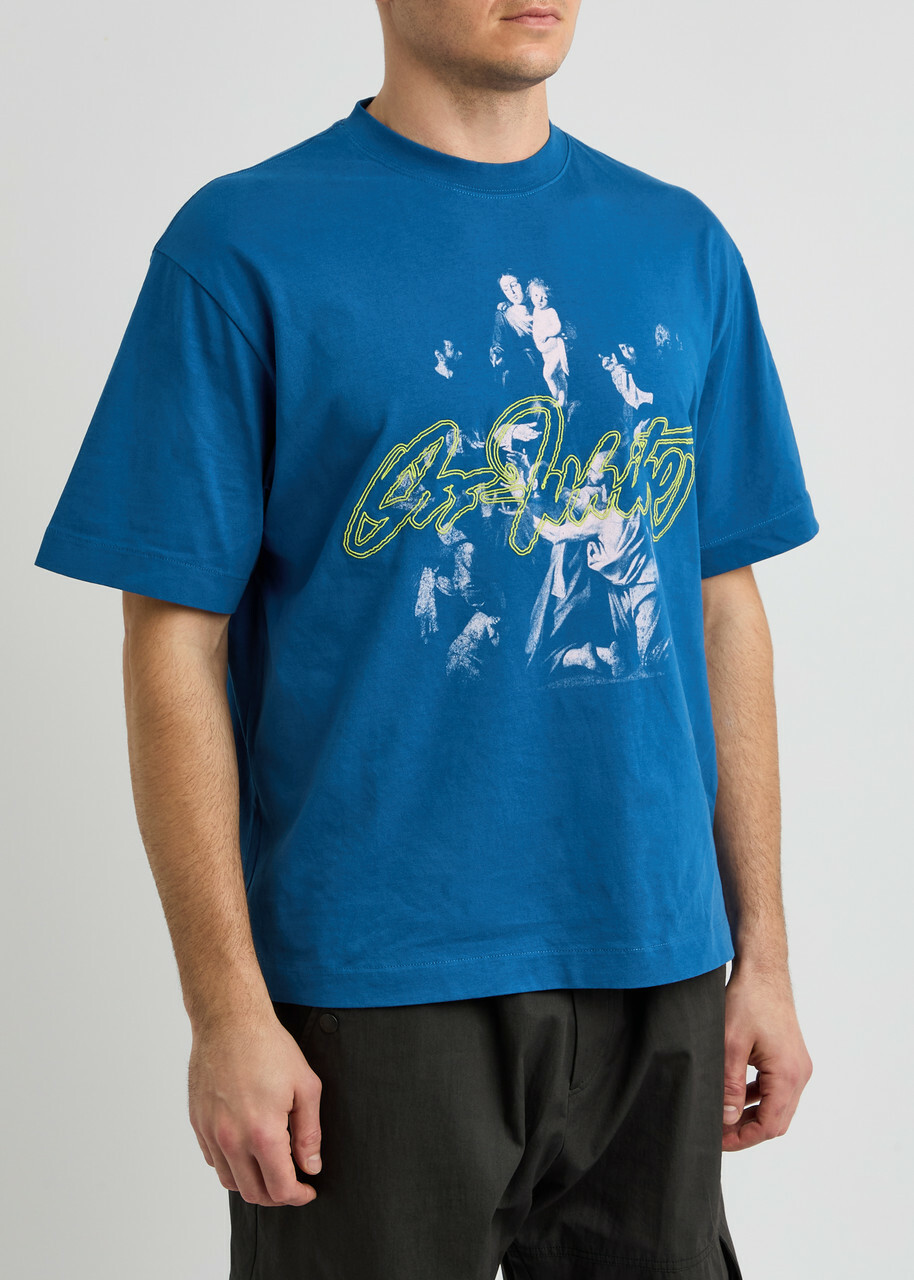 Off-white Script Mary Printed Cotton T-shirt Blue Off-White