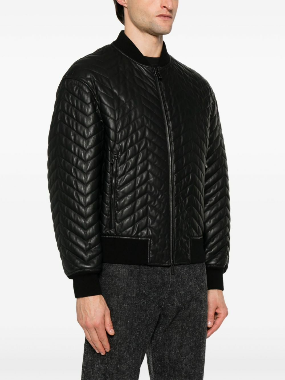 EMPORIO ARMANI - Leather Bomber Jacket Emporio Armani
