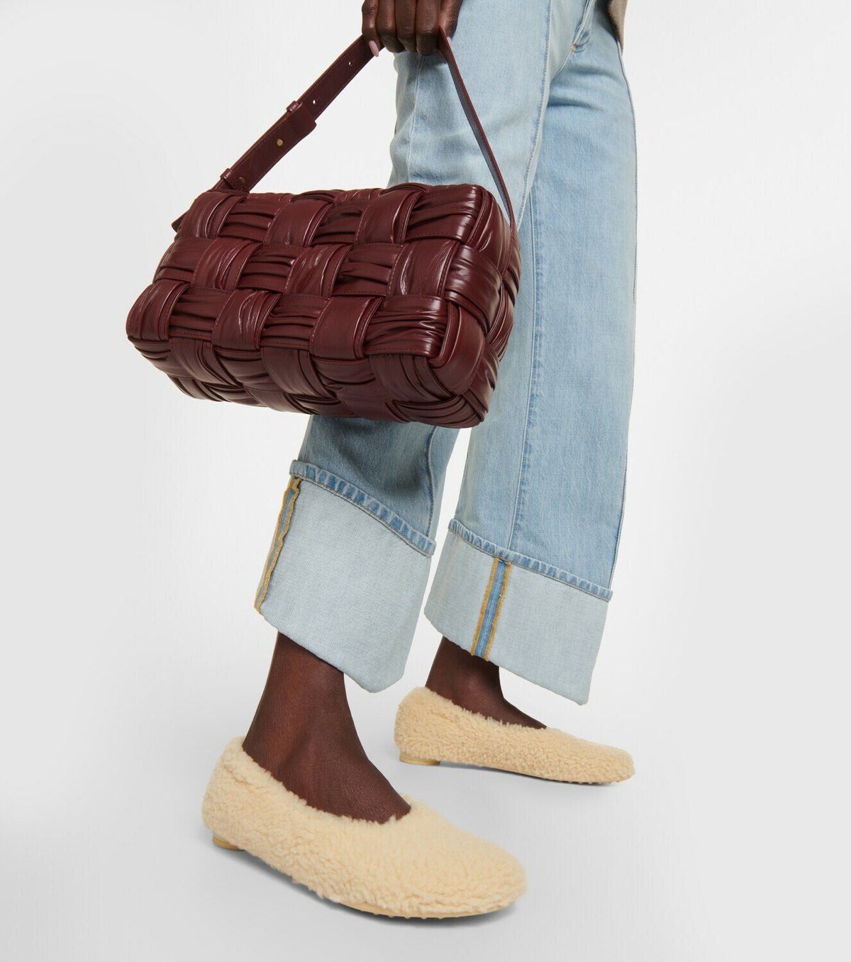Bottega Veneta Atomic shearling-trimmed ballet flats Bottega Veneta