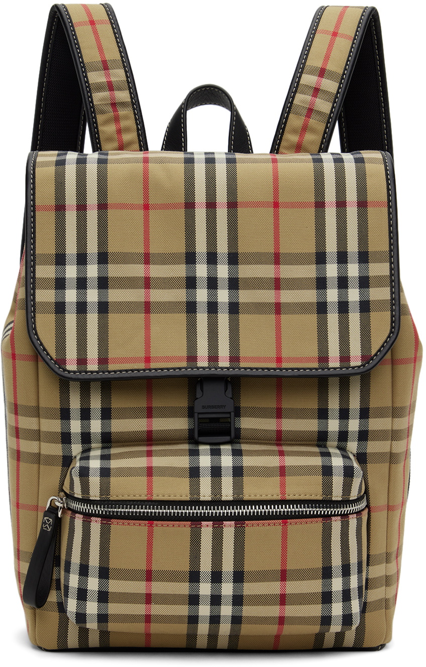 Burberry Kids Beige Check Backpack Burberry