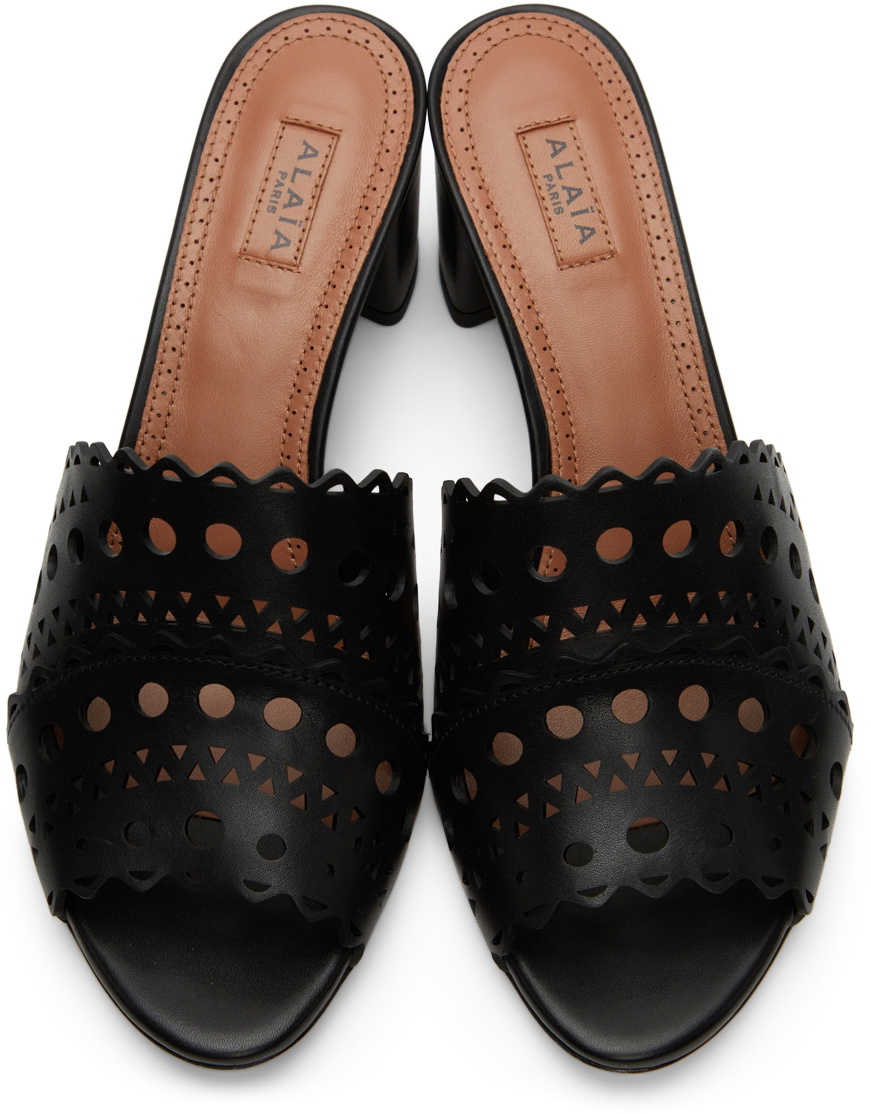 ALAÏA Black Vienne Mule Heeled Sandals ALAÏA
