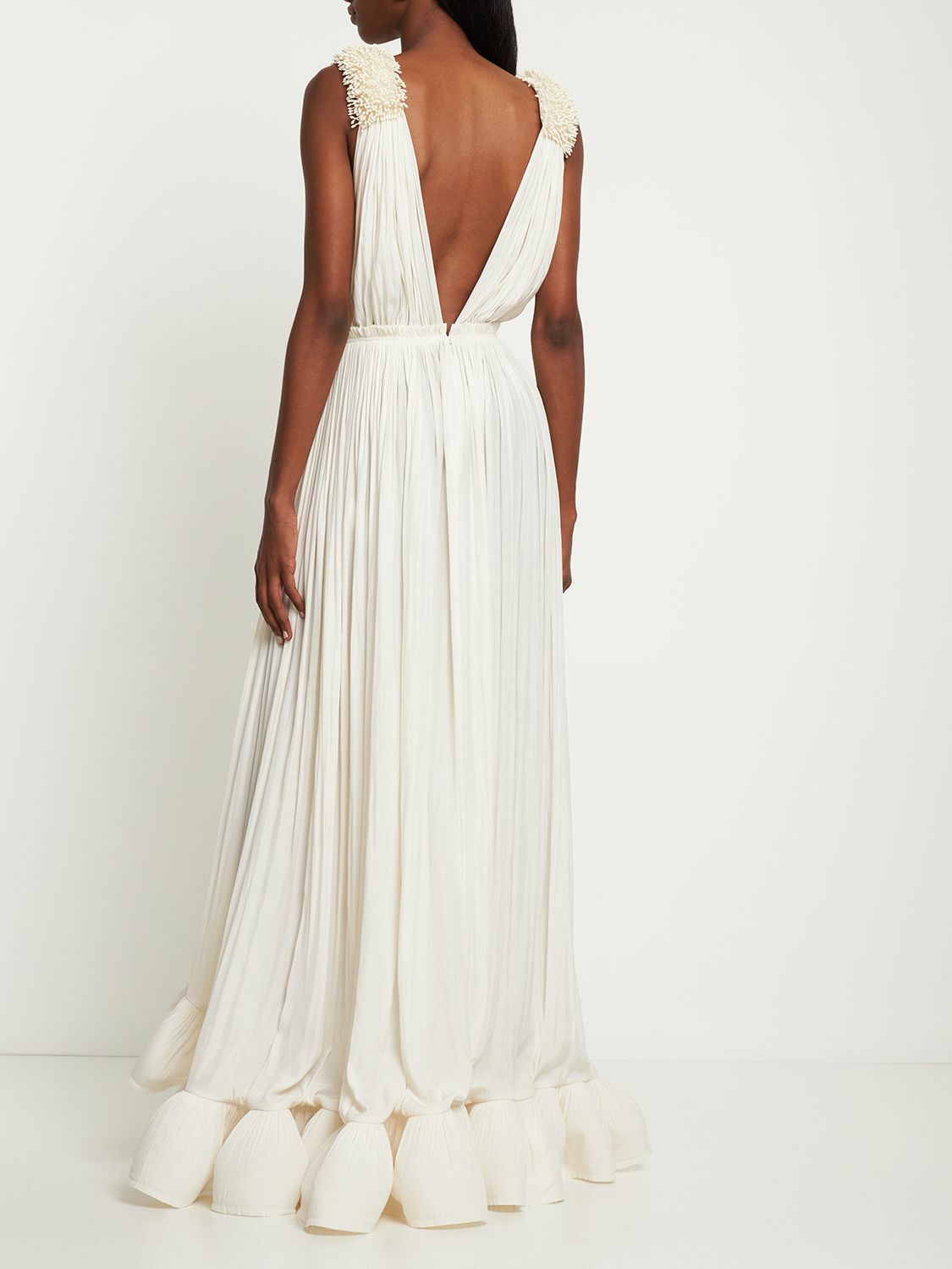 LANVIN - Draped Gown W/ Embellished Straps Lanvin