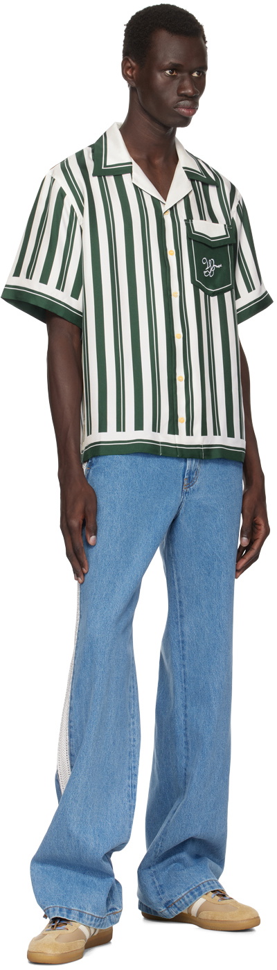 Wales Bonner Green & White June Bowling Shirt Wales Bonner