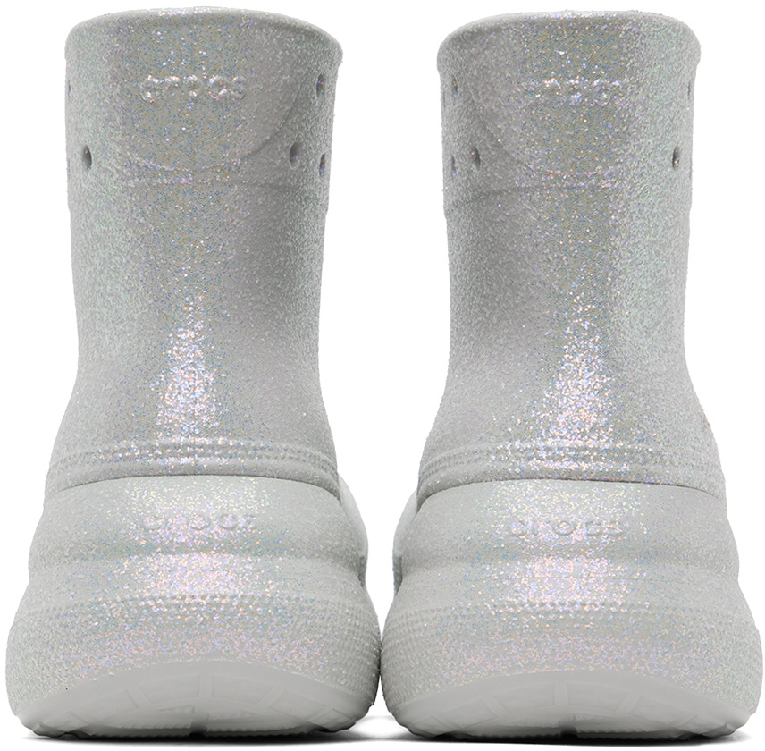 Crocs White Crush Glitter Boots Crocs