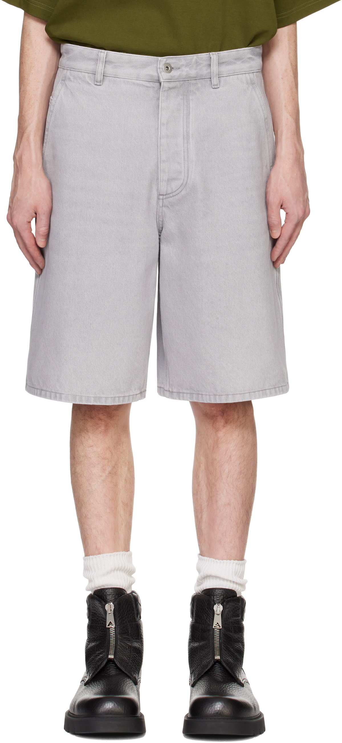 Bottega Veneta Gray Washed Denim Shorts Bottega Veneta