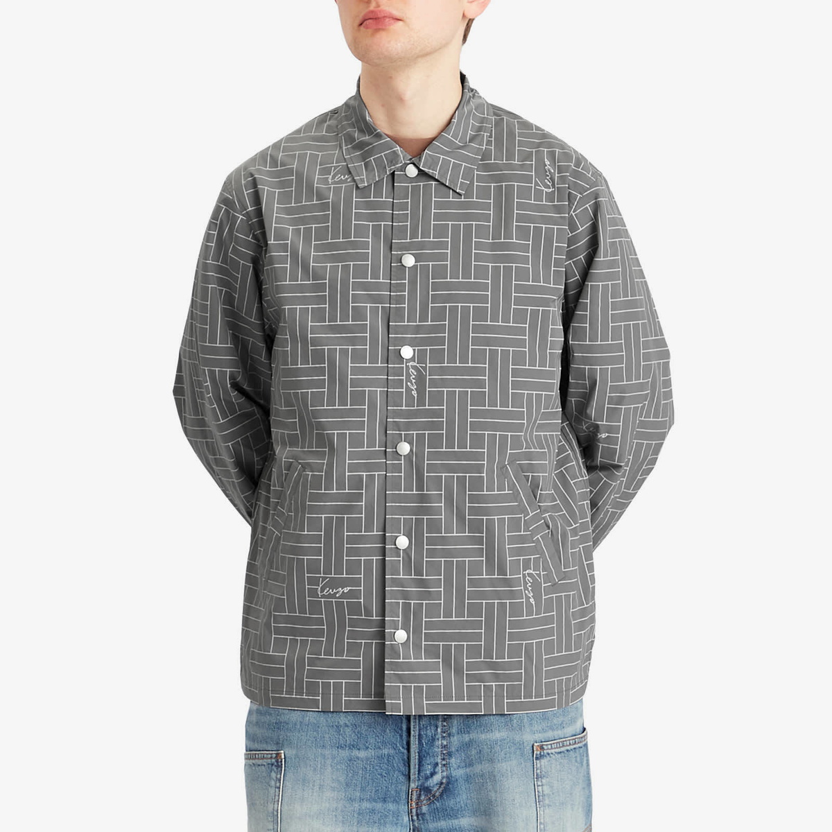 Kenzo Men's Weave Light Coach Jacket in Misty Grey Kenzo