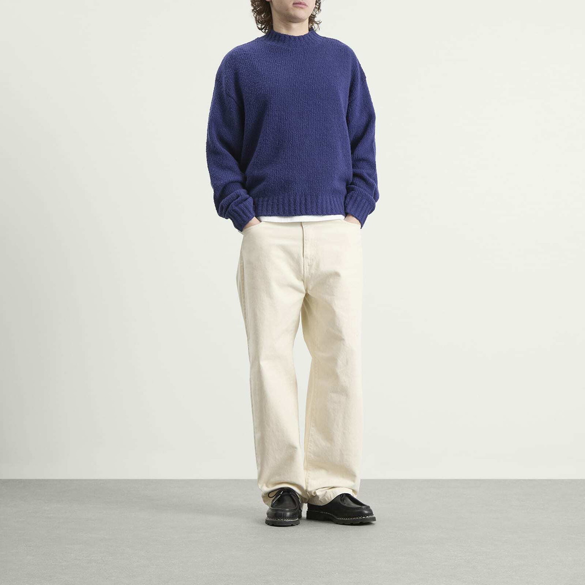Bound Men's Cropped Wool Jumper in Navy BOUND by Bond-Eye
